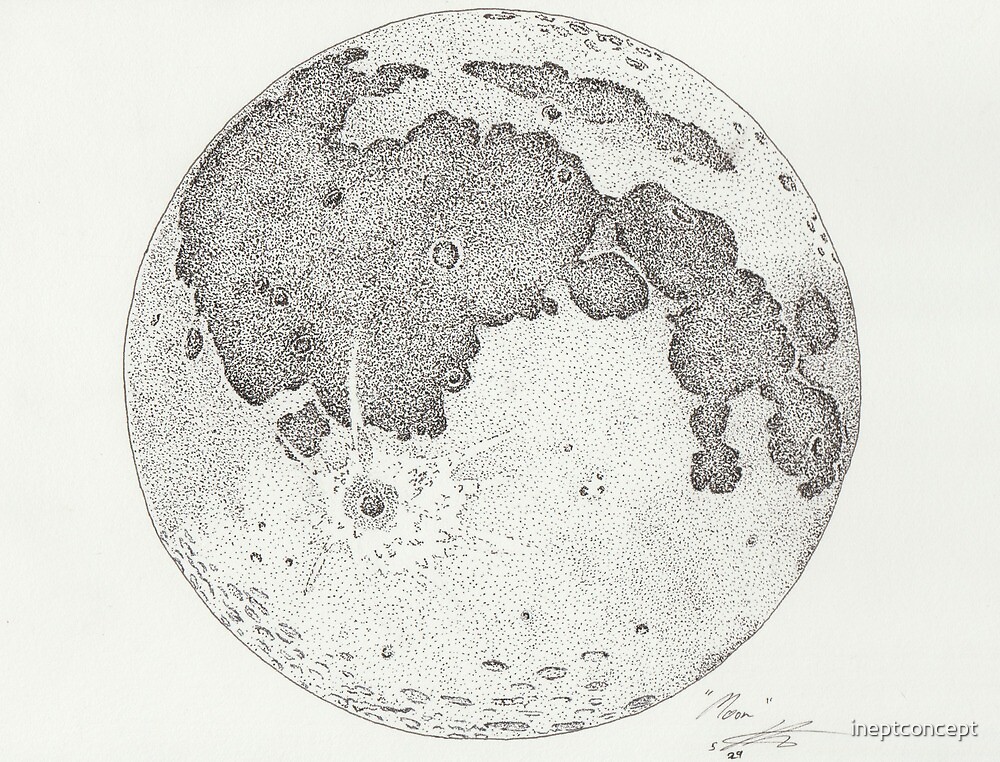 "Moon stippling" by ineptconcept | Redbubble