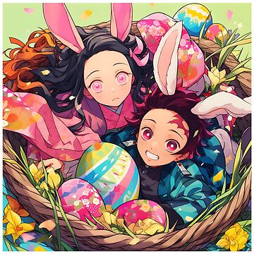"Tanjiro & Nezuko Kamado (Easter) - Demon Slayer 1" Sticker by Infinite ...