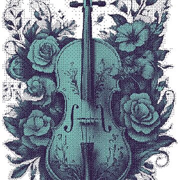 "Cello & roses pixel art blue" Sticker for Sale by Music-matter | Redbubble