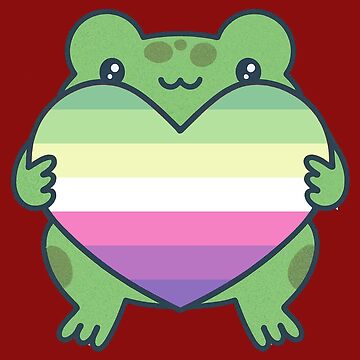 "Cute Frog holding a heart with Genderfae Pride Flag Colors , Genderdoe ...