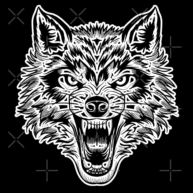 "Angry Wolf Face Drawing" by EddieBalevo | Redbubble