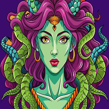 "Enchanting Serpentess: A Portrait of Medusa" Sticker for Sale by ...