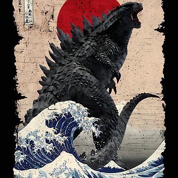 "Vintage Japanese Godzilla Great Wave" Poster for Sale by MARIAPLANTE1 ...