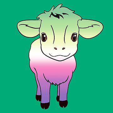 "Cute Genderfae Pride Flag Cow, Kawaii Genderdoe Pride Design, fae faer ...