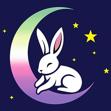 "Cute Bunny Rabbit on a Genderfae Pride Flag Moon, Discreet Genderdoe ...