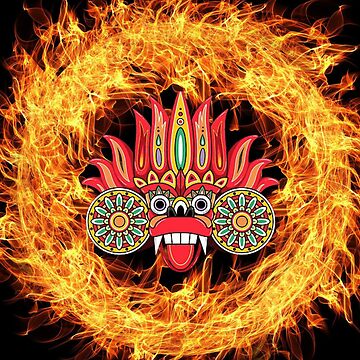 "Sri Lankan Traditional Devil Yaka Mask with fire " Sticker for Sale by ...