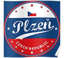 "Plzen poster, Plzen t-shirt, Czech Republic, circle, blue bg" by Alma ...