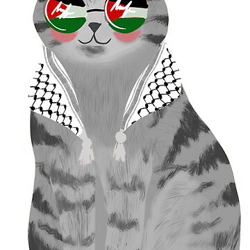 "Palestinian cat, Free Palestine, Keffiyeh" Sticker by amynek | Redbubble