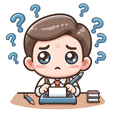 "Kawaii Writer With Question Mark" Sticker for Sale by CanvasCutie ...