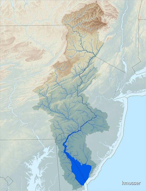 "Delaware River Watershed Map - Raw Landscape" by kmusser | Redbubble