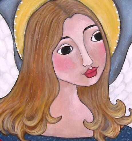 "PRIMITIVE ANGEL Folk Art GIRL " by class-act-art | Redbubble
