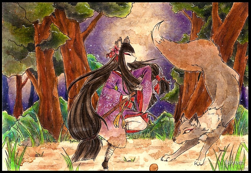 "Dangerous fight yokai kitsune wolf" by lavem | Redbubble