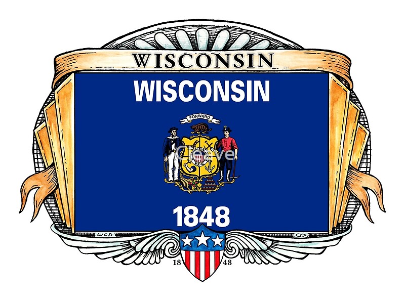 "Wisconsin Art Deco Design with Flag" by Cleave | Redbubble