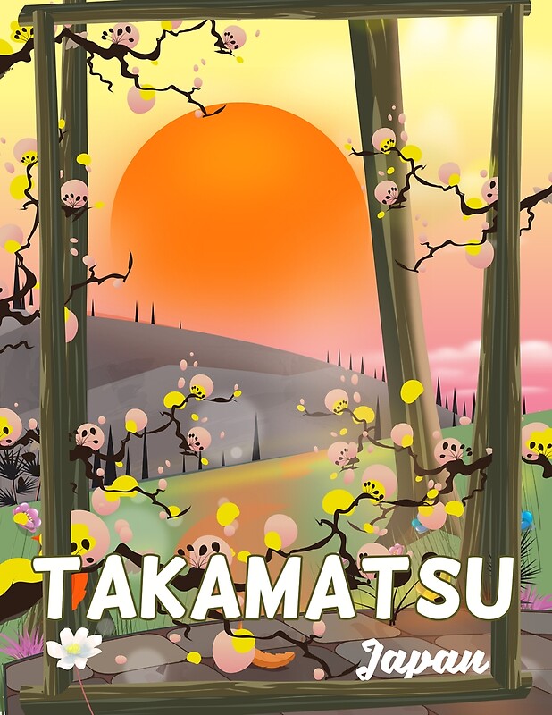"Takamatsu Japan travel poster" by Nicholas Greenaway | Redbubble