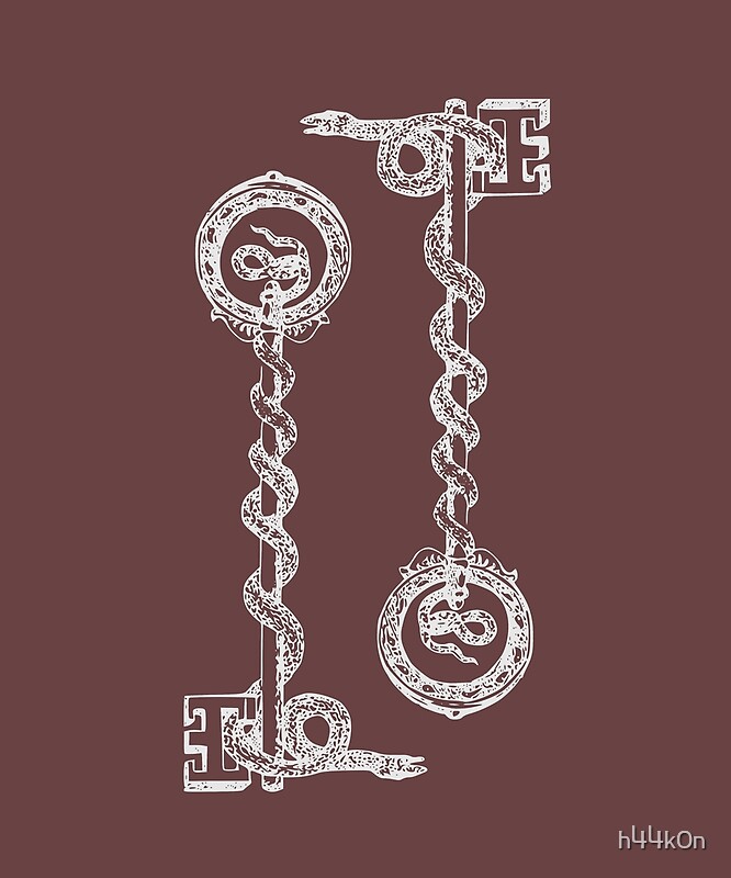 "Snake Double Keys Alchemy Occult Emblem" by h44k0n | Redbubble