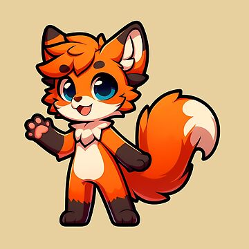 "Cute Chibi Fox Anthro Furry Art" Sticker for Sale by BlueBullBazaar ...