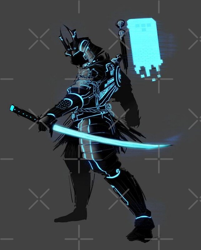 "blue neon samurai warrior ninja" by leen12 | Redbubble