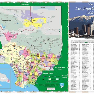 "Map of Los Angeles County - Comprehensive Wall Map" Photographic Print ...