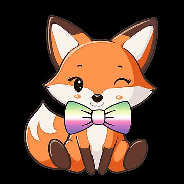 "Cute Red Fox with Genderfae Pride Flag Bowtie, Subtle Foxy Kawaii ...
