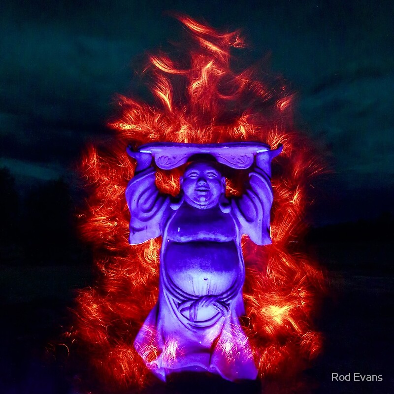 "Flaming Buddha" by Rod Evans | Redbubble