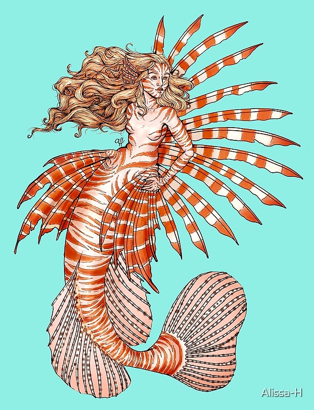 "Lionfish Mermaid" by Alissa-H | Redbubble