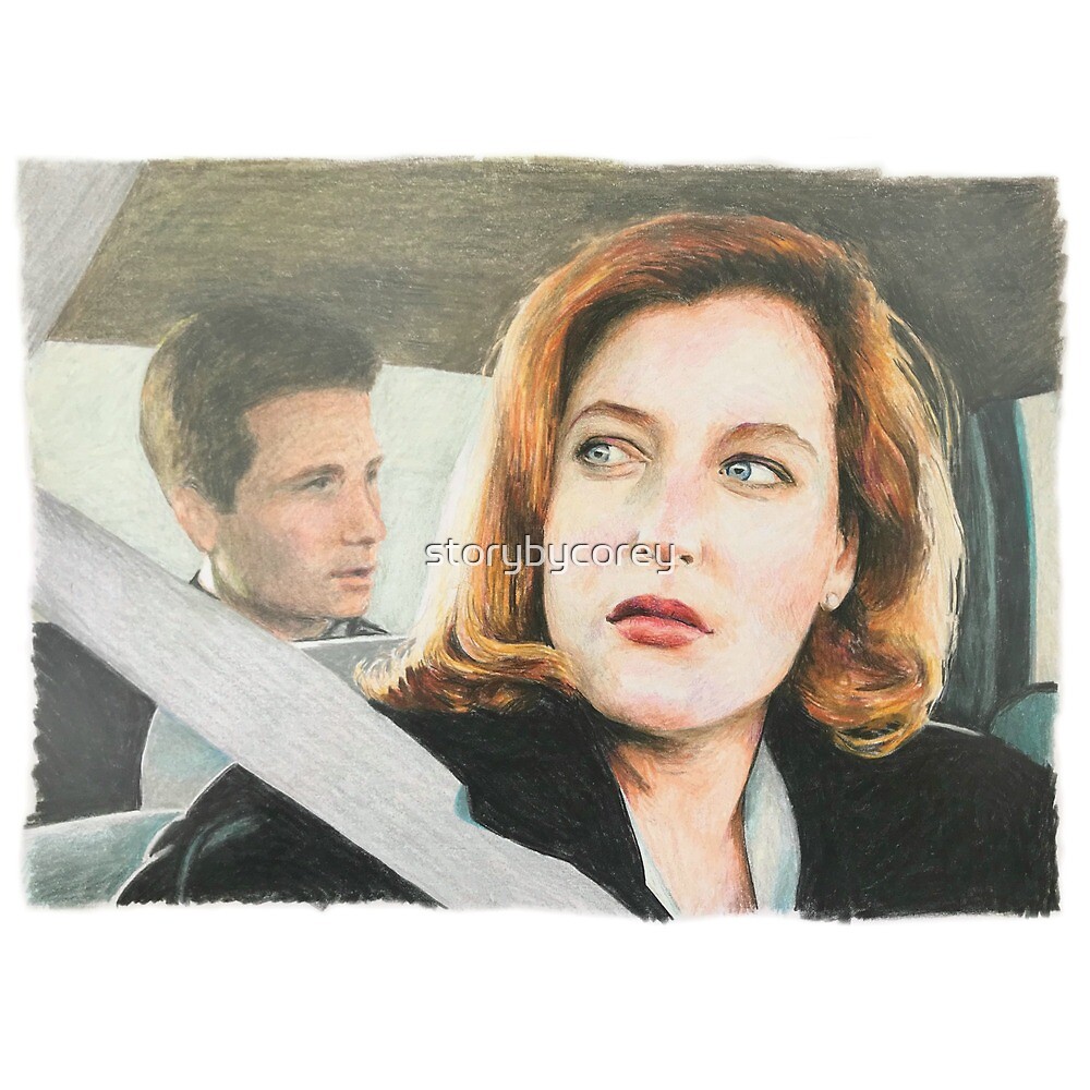 "Original Colored Pencil Drawing Mulder & Scully X Files David Duchovny ...