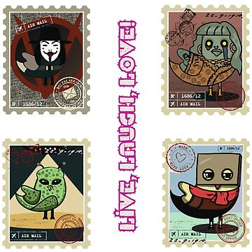 "Cute Bird - Postage Stamp - Live, Laugh, Love! Set" Sticker for Sale ...