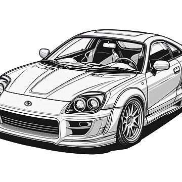 "Toyota MR2 Wingless Line Drawing" Sticker for Sale by Slammed Sketches ...