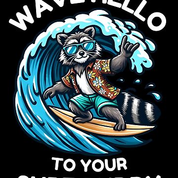 "Surfing Raccoon" Sticker for Sale by Abdu Innovations | Redbubble