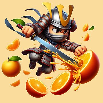 "Samurai cutting Fruits" Sticker for Sale by RED PANDA | Redbubble