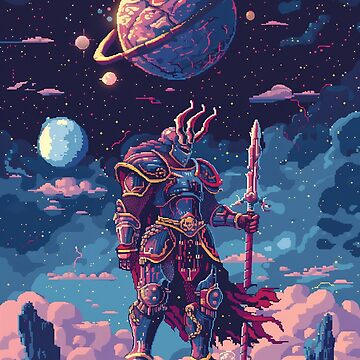 "Space Paladin Cosmic Pixel Knight 8-Bit Fantasy" Sticker for Sale by ...