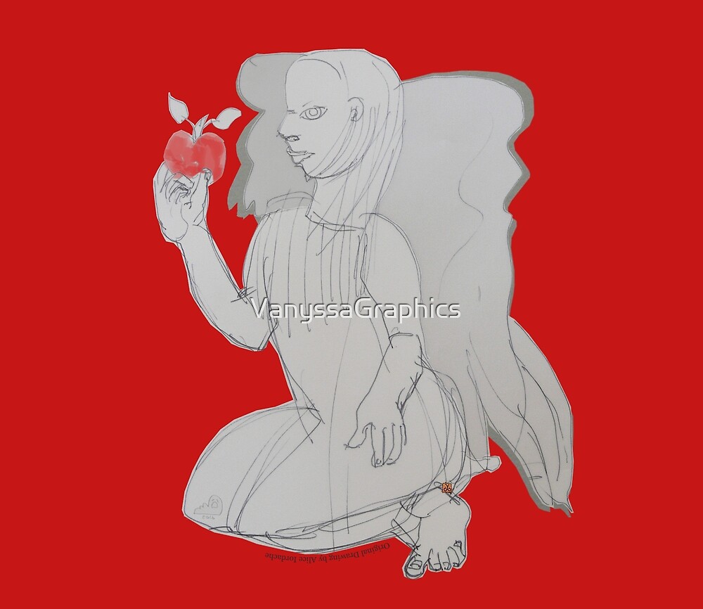 " The Inducement Angel with Red Apple (Original Art Drawing by ACCI ...
