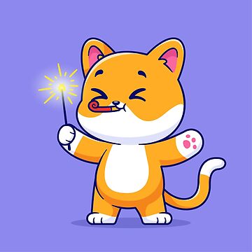 "Cute Shiba Inu Dog Playing with Fireworks: A Festive Cartoon Vector ...