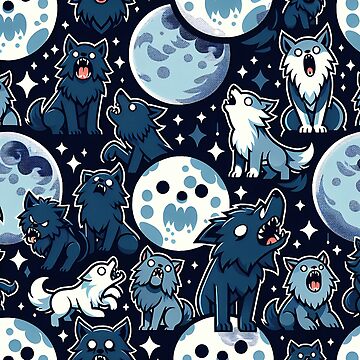 "Werewolves and Full Moon Pattern" Sticker for Sale by InsanseCreation ...