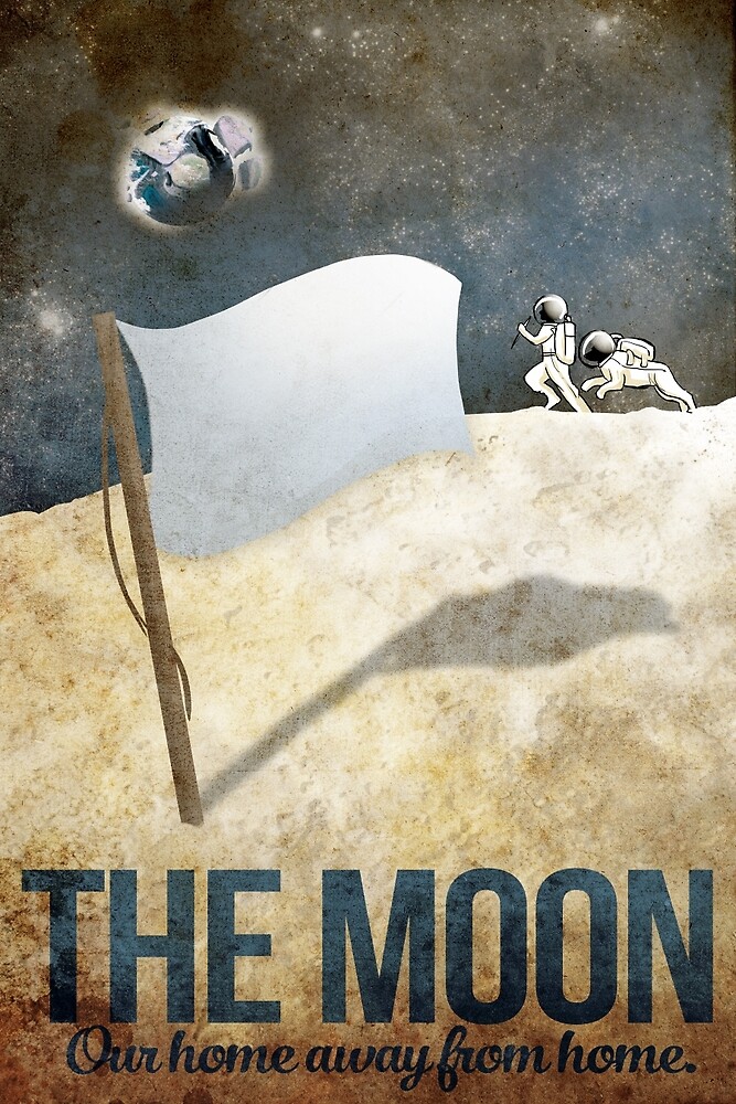 "Retro Moon Space Poster" by lynxcollection | Redbubble