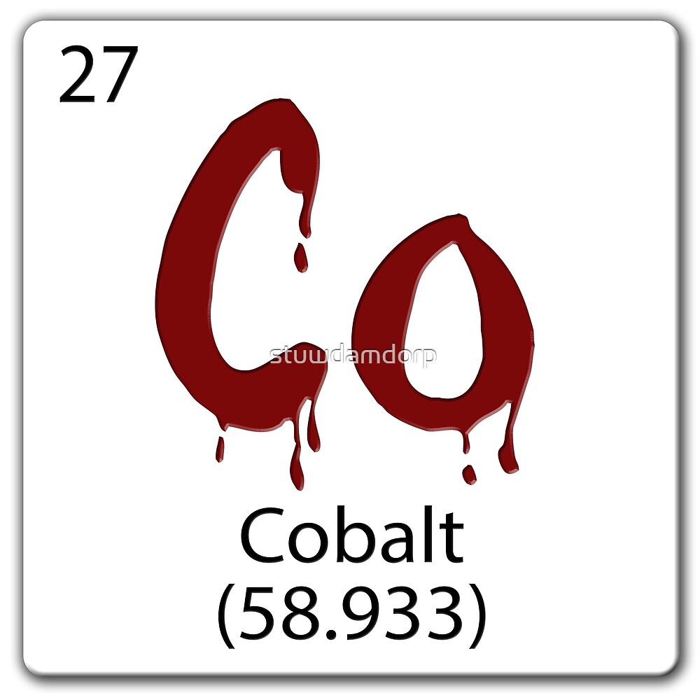 "Chemical element tile. Co. Cobalt Written in blood, much of the worlds ...