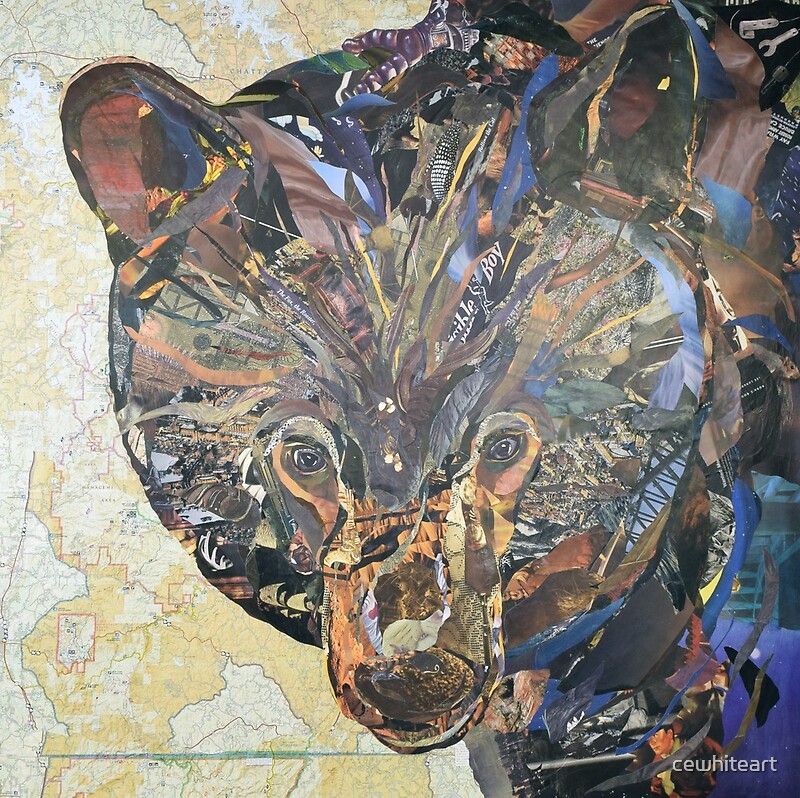 "Black Bear Collage by C.E. White" by cewhiteart | Redbubble