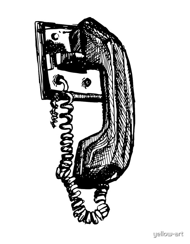 "ink sketch of telephone" by yellow-art | Redbubble