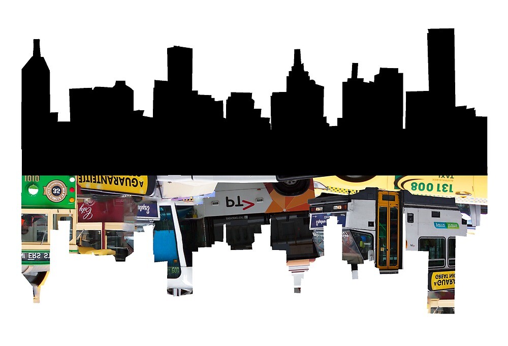 "Melbourne Public Transport Skyline" by Nesslay | Redbubble