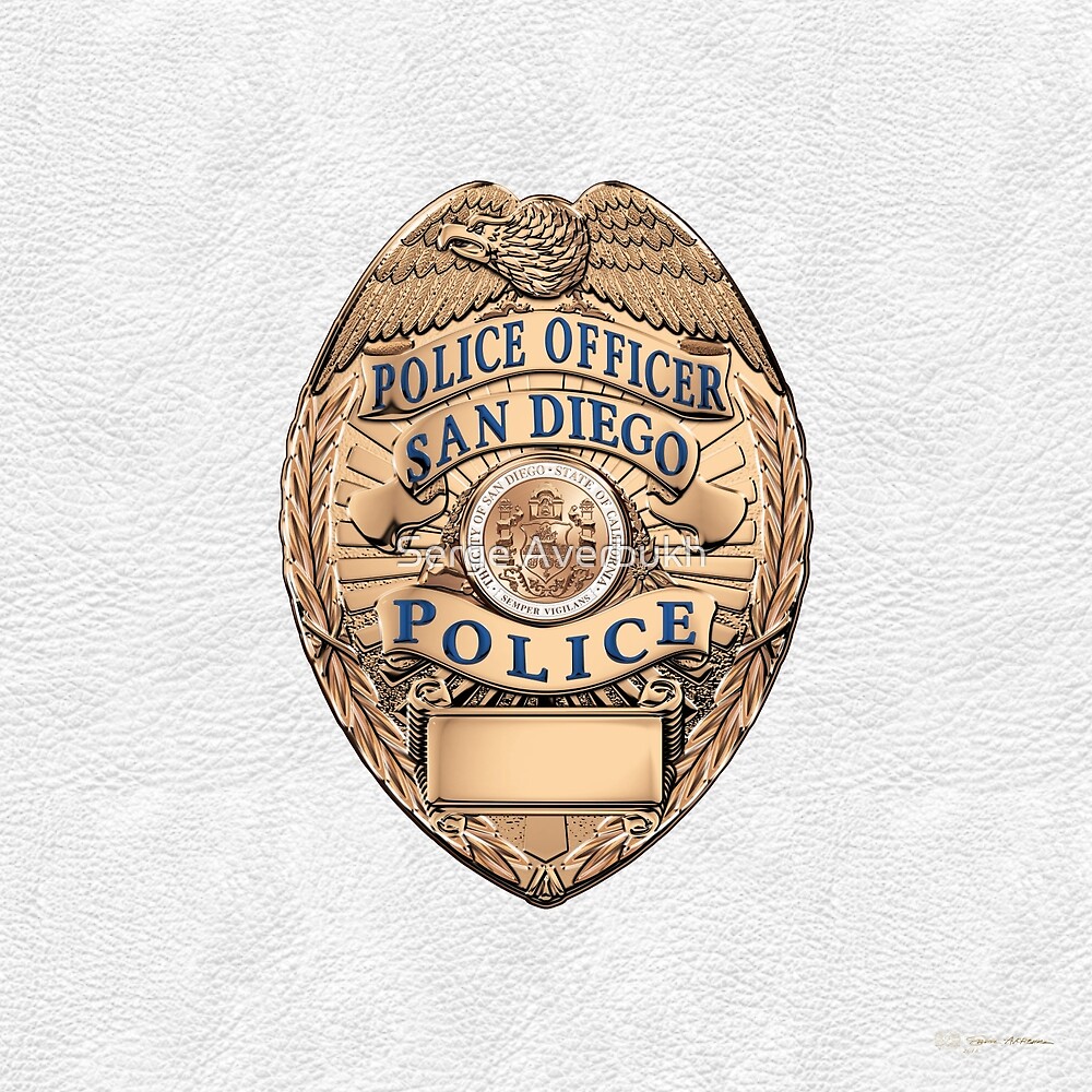 "San Diego Police Department - SDPD Officer Badge over White Leather ...