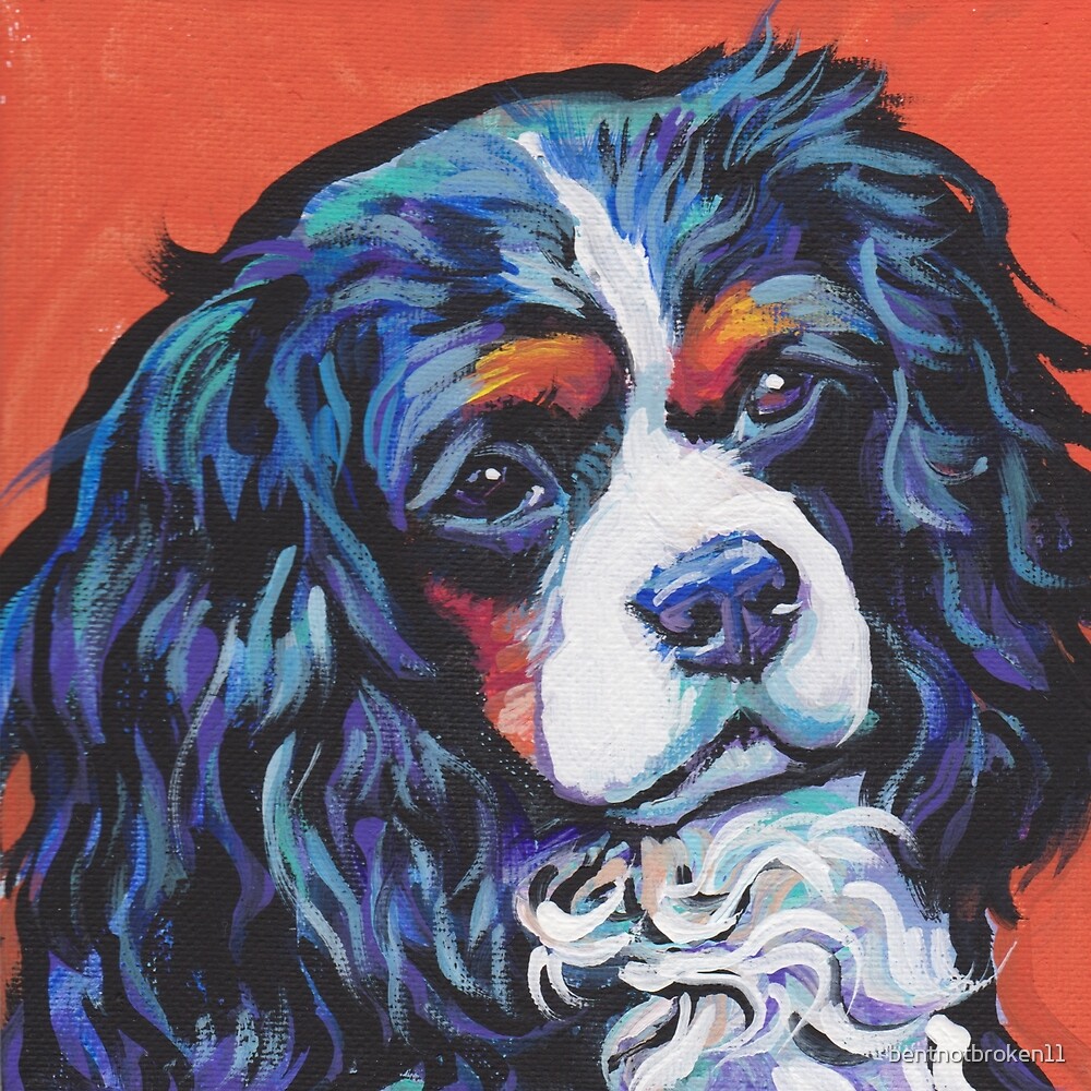 "Fun Cavalier King Charles Spaniel Dog bright colorful Pop Art" by ...