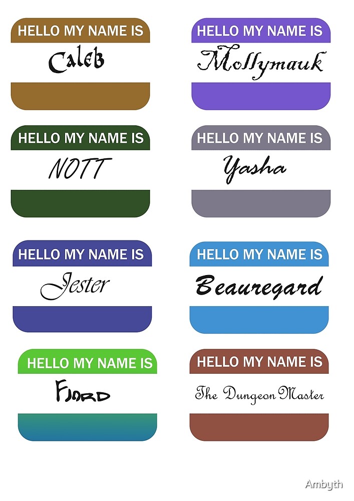 "Critical Role Name Tags" by Ambyth | Redbubble