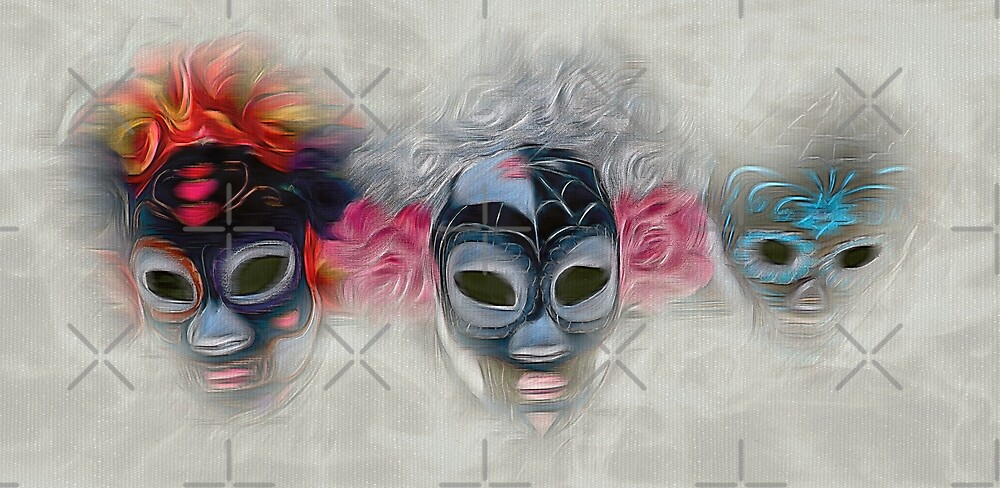 "Three Masks" by CarolM | Redbubble