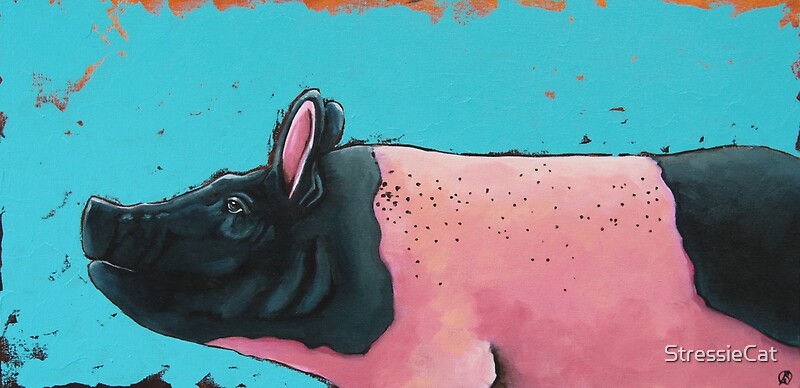"The Blushing Pig" by StressieCat | Redbubble