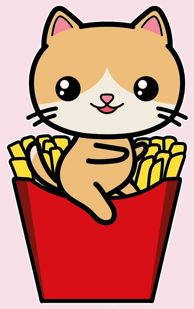 "Cute Kawaii Cat Fries" by awesomekawaii | Redbubble