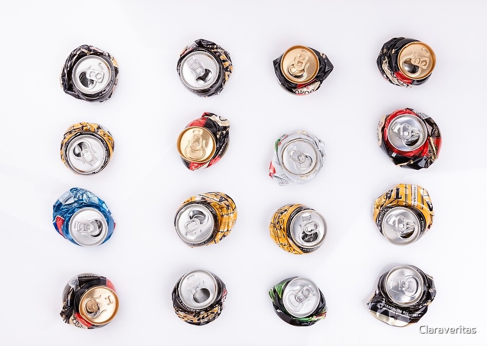 "smashed beer drink cans " by Claraveritas | Redbubble