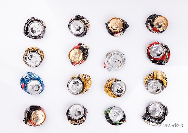 "smashed beer drink cans " by Claraveritas | Redbubble