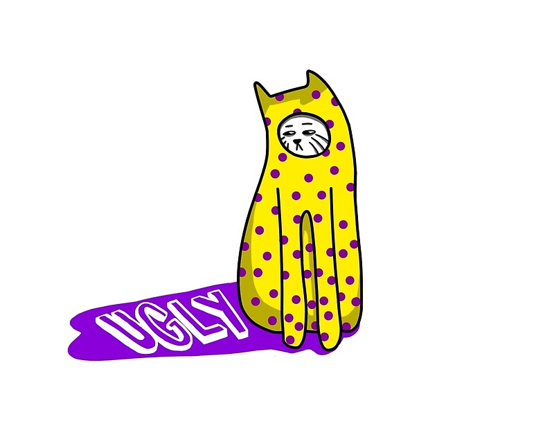 "Ugly Purple and Yellow Cat" by ValeriePeachM | Redbubble