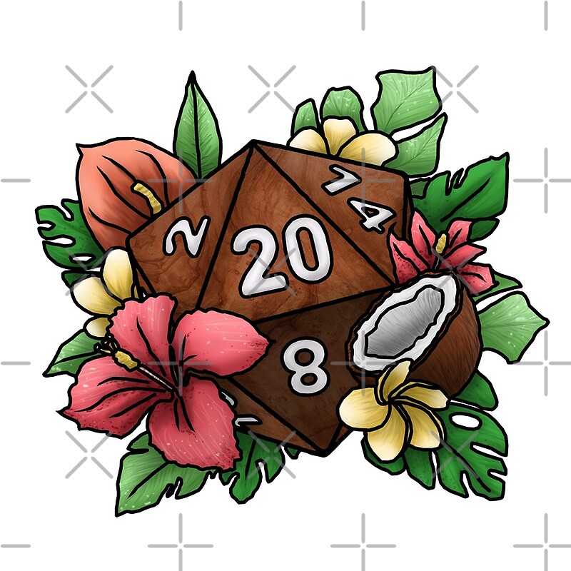 "Tropical D20 Tabletop RPG Gaming Dice" by Kiel Chenier | Redbubble