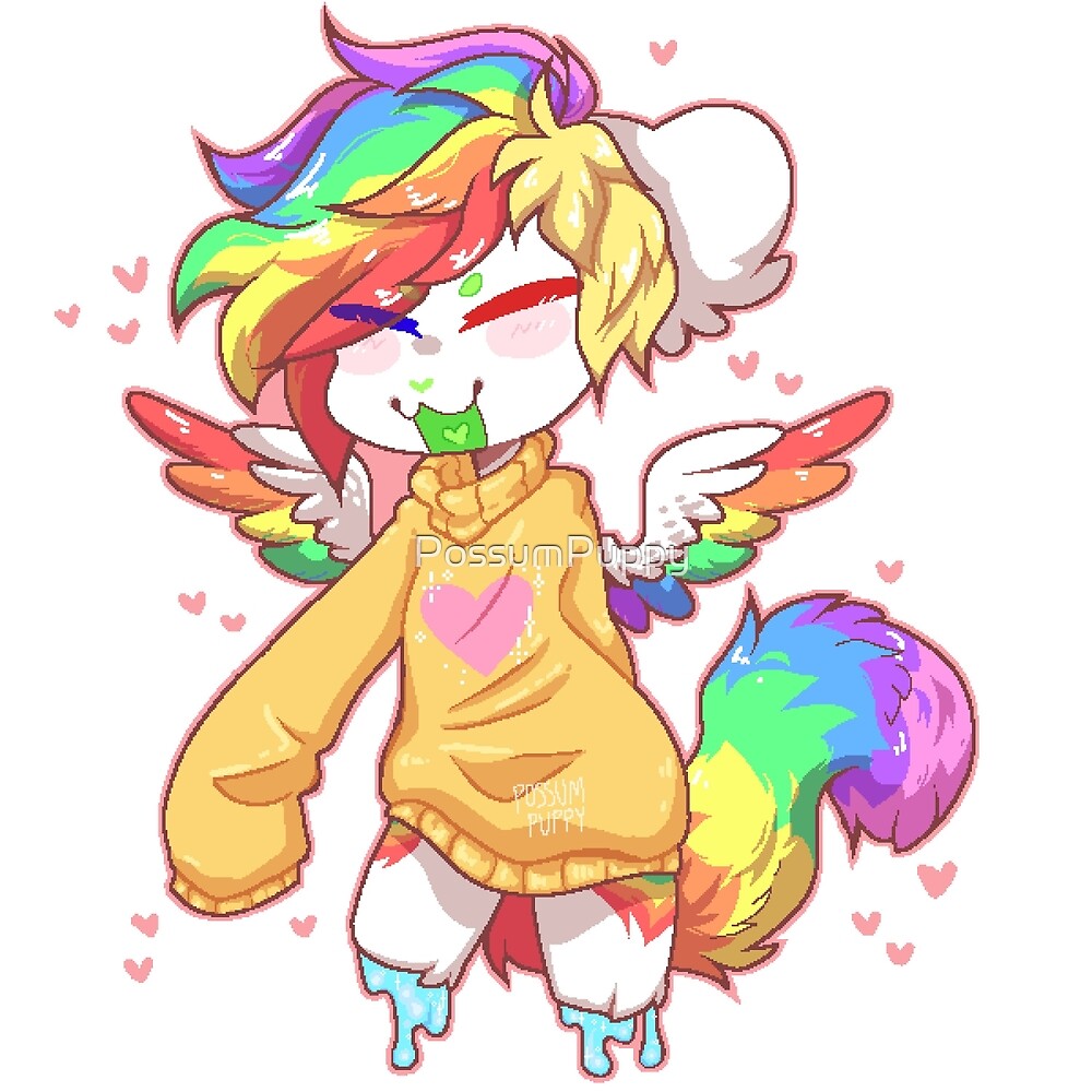 "Cute Rainbow Furry (PossumPuppy's kidcore OC)" by PossumPuppy | Redbubble